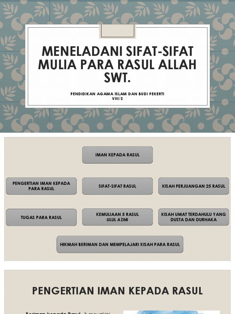 Meneladani Sifat-Sifat Mulia para Rasul Allah SWT 1 | PDF
