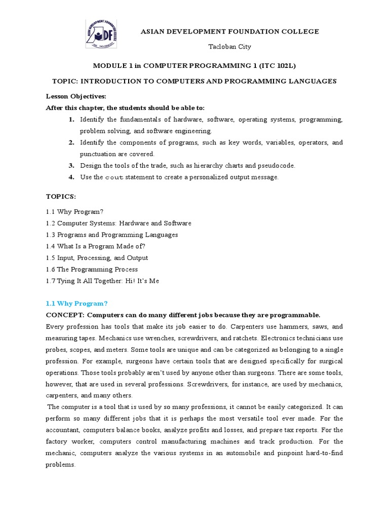 Itc 102 Module 1 | Download Free PDF | Computer Data Storage | Operating System