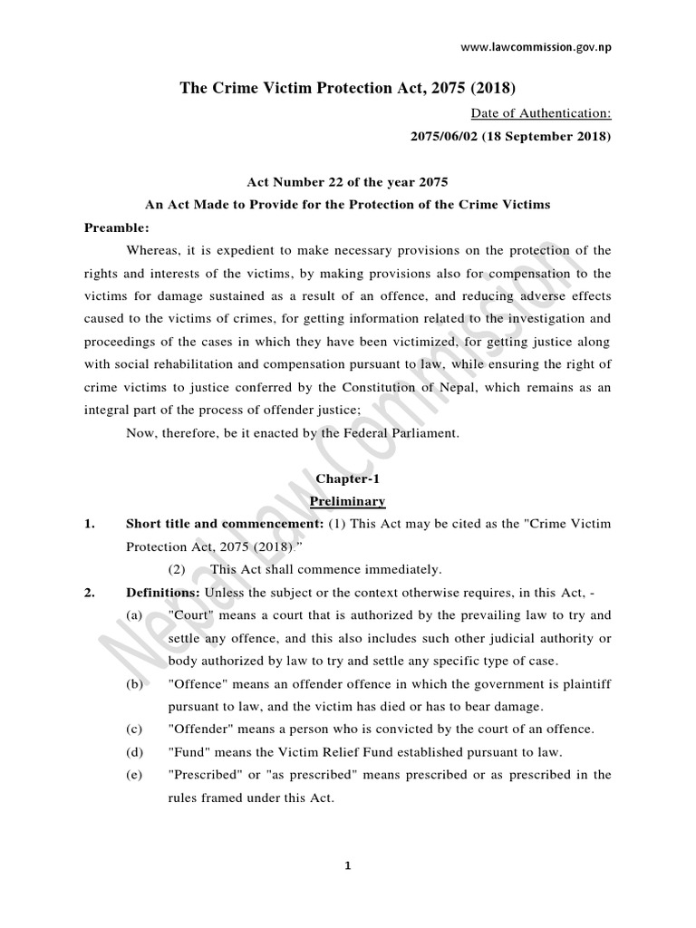 The Crime Victim Protection Act 2075 (2018) - en | PDF | Crimes | Crime ...