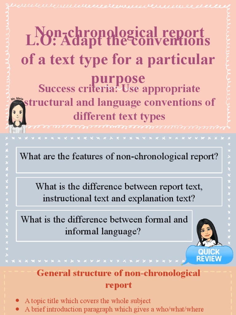 Non-Chronological Report - Structure and Conventions | PDF