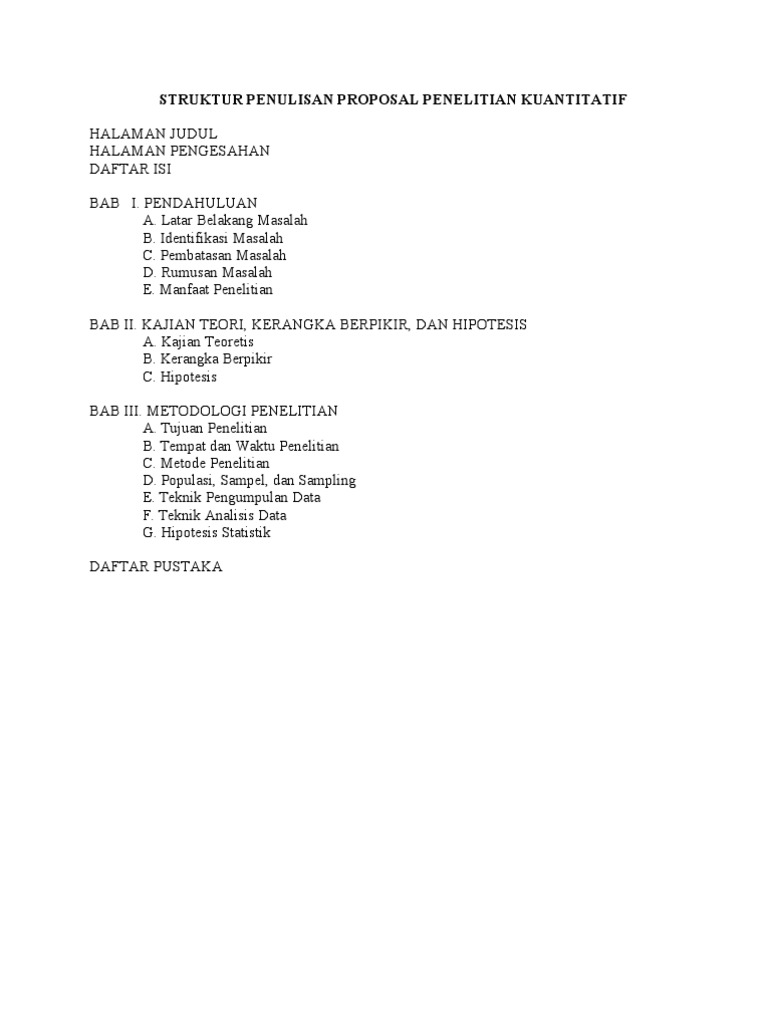 Struktur Proposal Penelitian Kuantitatif | PDF