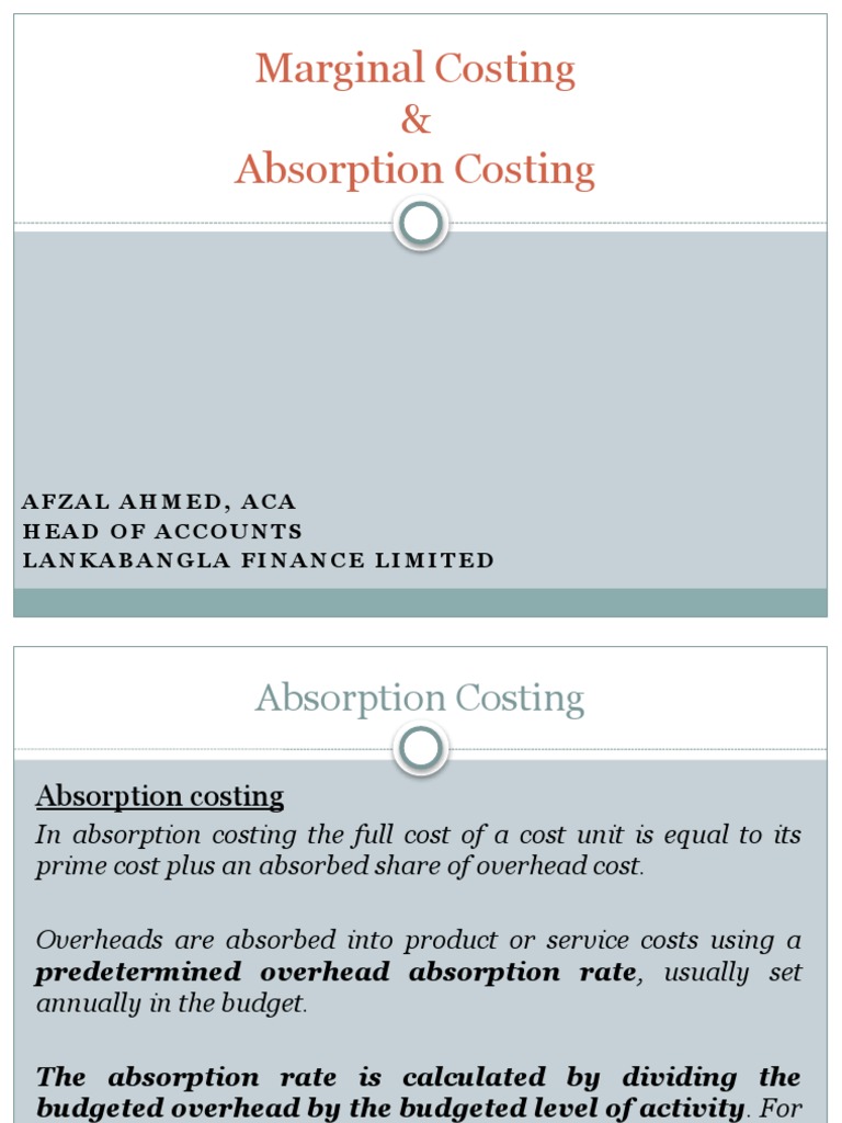 Lecture 1-2 Marginal Vs Absoption Costing | PDF | Cost Accounting ...