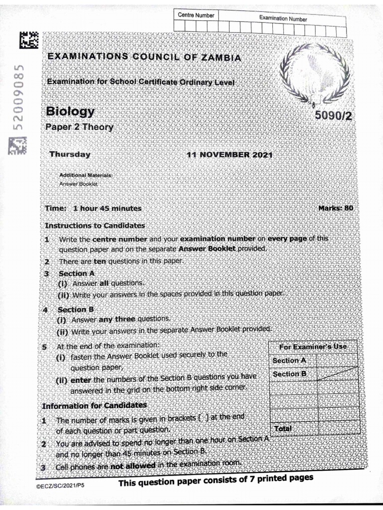 Biology P 2 2021 | PDF