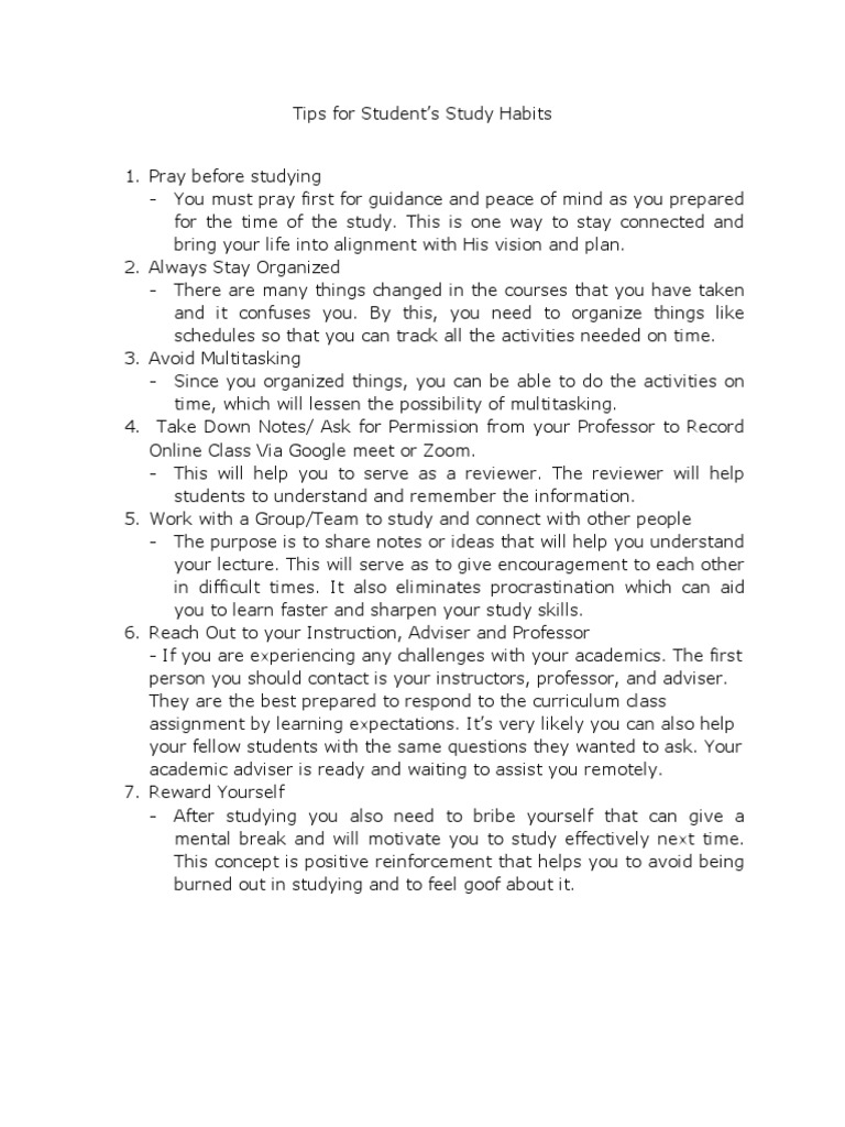 Effective Study Habits for Students | PDF