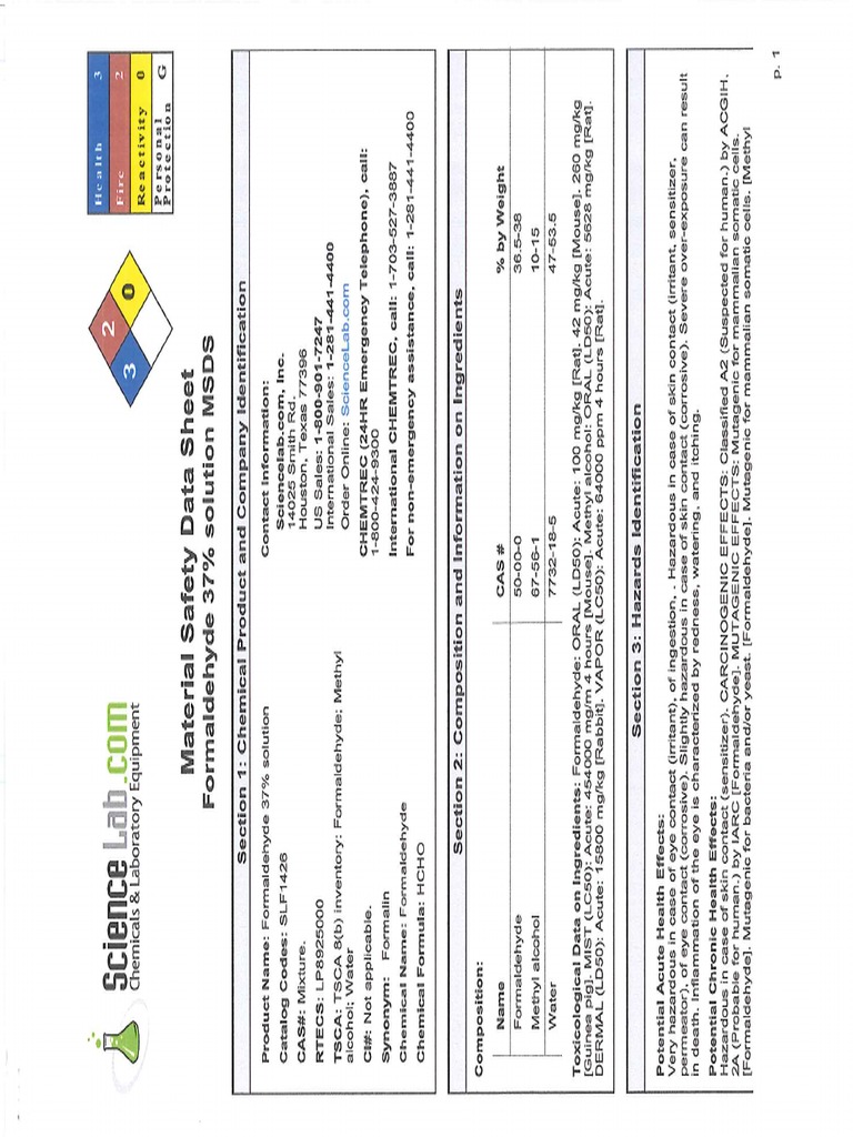 Msds Formalin | PDF