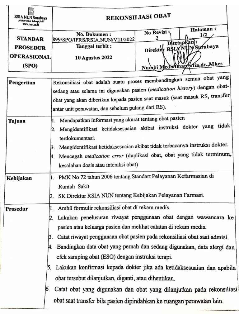 Pkpo 4.a Spo Rekonsiliasi | PDF