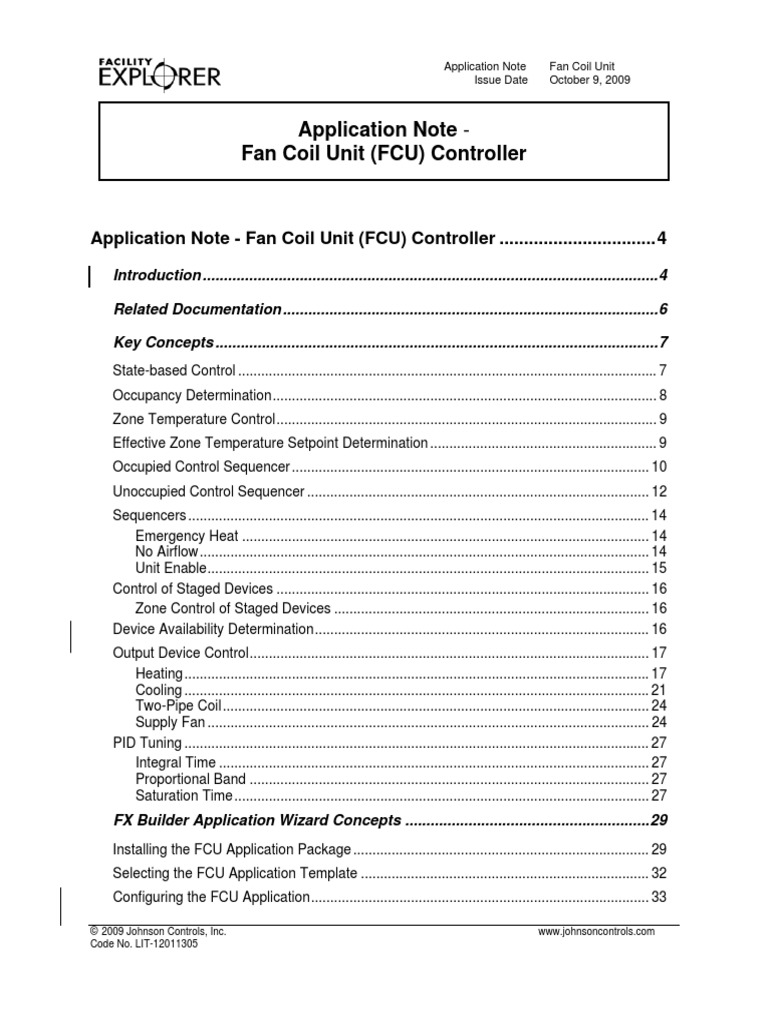Application Note - Fan Coil Unit (FCU) Controller | PDF | Thermostat ...