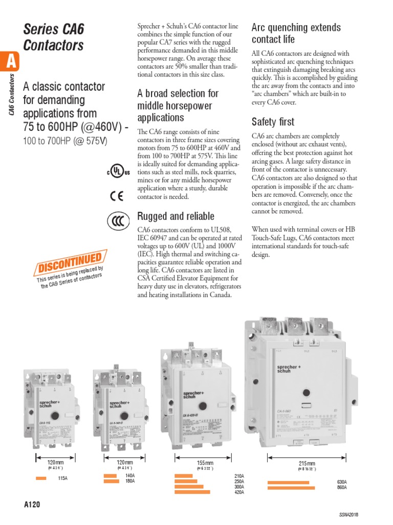 CA6 Contactors Overview and Specs | PDF | Mains Electricity | Inductor