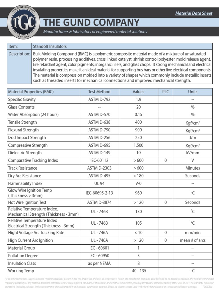 BMC Insulator Material Properties Data | PDF | Insulator (Electricity ...