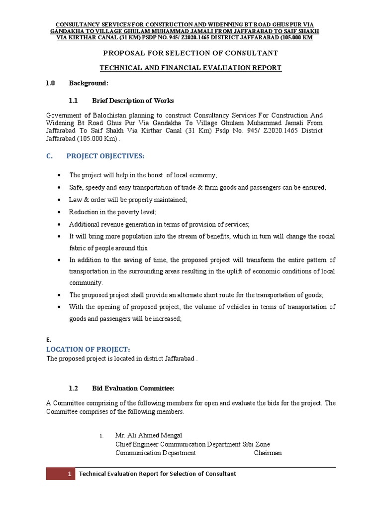 Technical and Financial Evaluation Report | Download Free PDF | Request ...