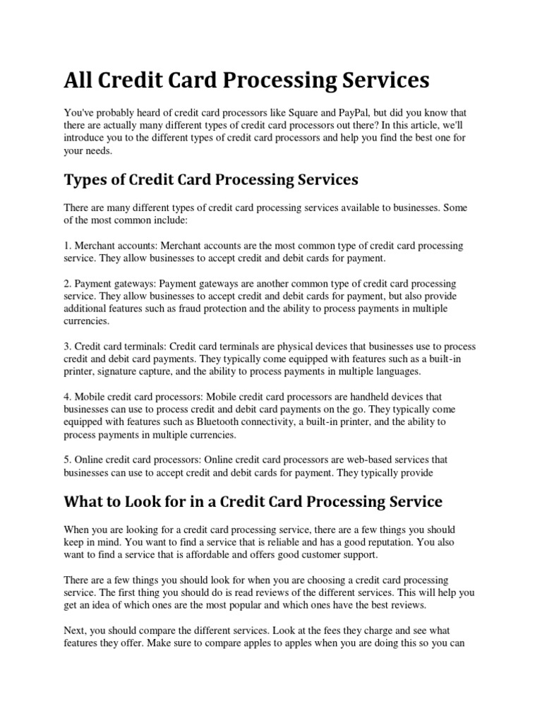 Credit Card Processing Method - Electronic Transfer | Download Free PDF ...