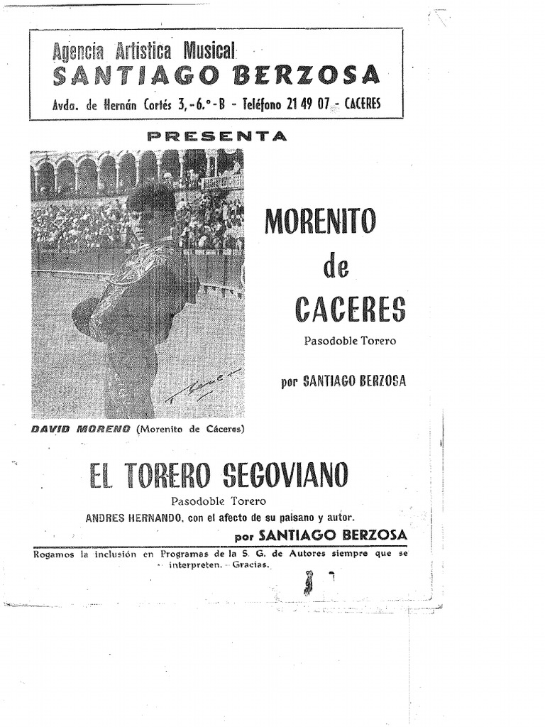 Morenito de Cáceres - El Torero Segoviano | PDF