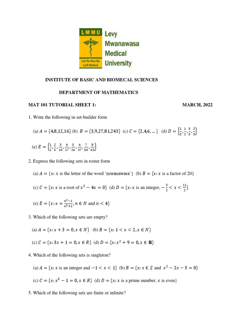 MAT101 Tutorial 1 2022 | PDF | Elementary Mathematics | Numbers