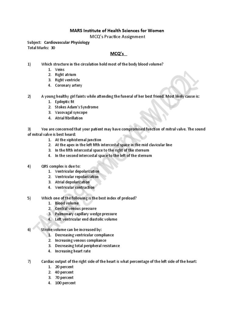 1st Year Physiology | PDF | Heart | Heart Valve