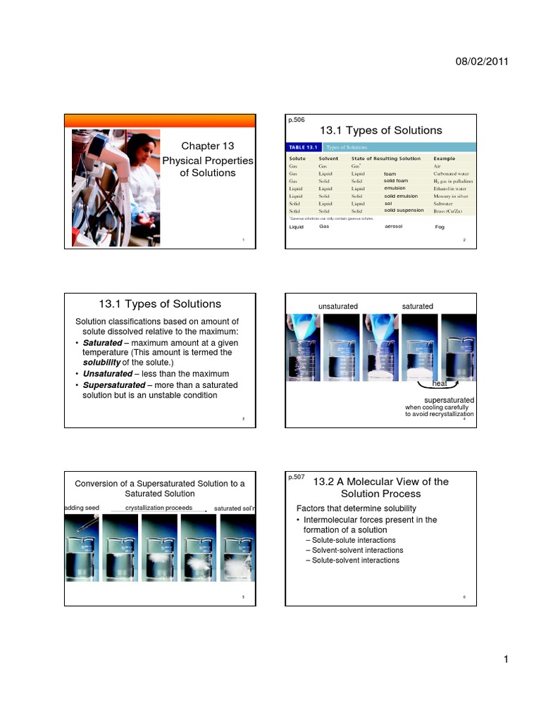 Chap13 PhysicalPropertiesOfSolutions | PDF | Solubility | Materials