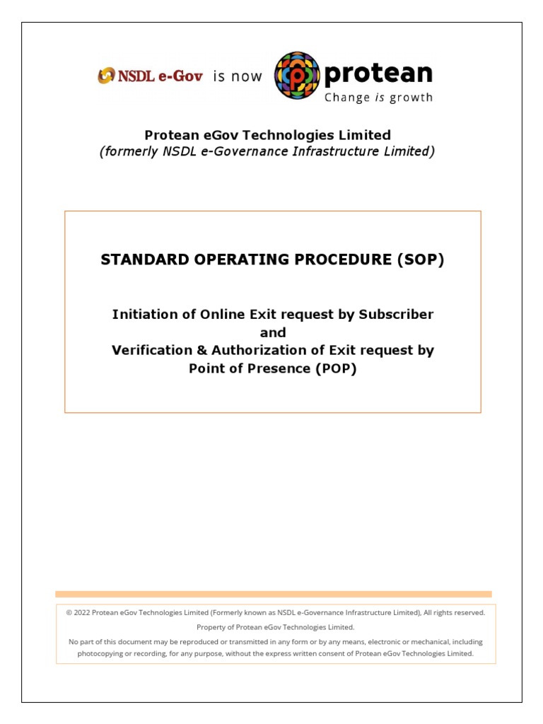 SOP On Initiation & Authorization of Online Exit Request Under NPS ...