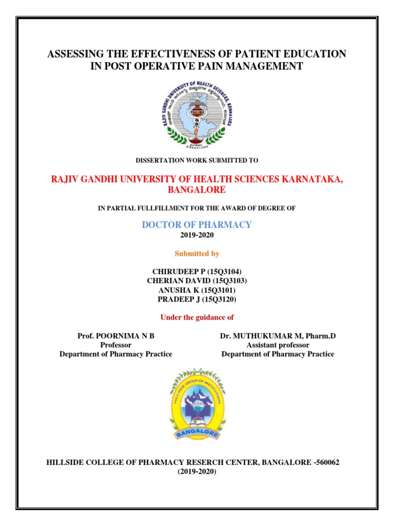 Final Thesis Doc - 2020 | PDF | Pain | Opioid