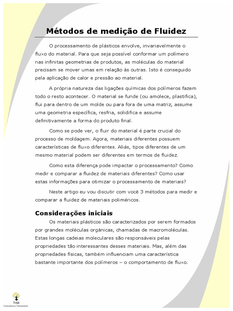 Métodos para Medição de Fluidez | PDF | Polímeros | Moléculas