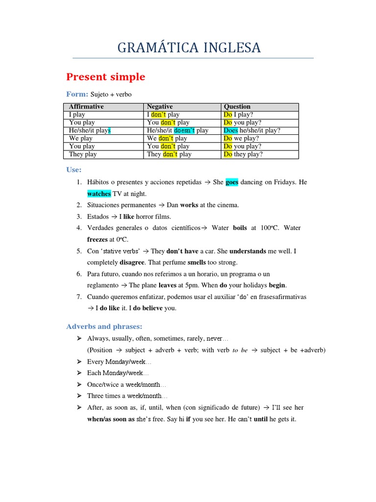 Gramática Inglesa | PDF | Grammar | Semantic Units