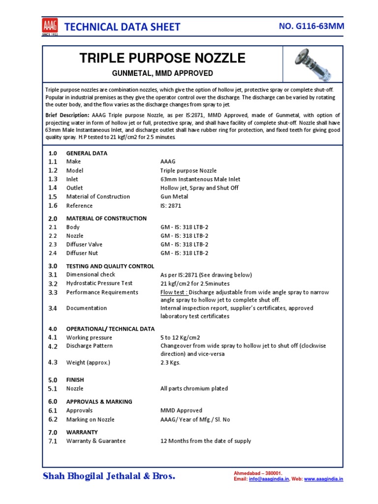63mm Multi Purpose Nozzle | PDF | Nozzle | Fluid Mechanics
