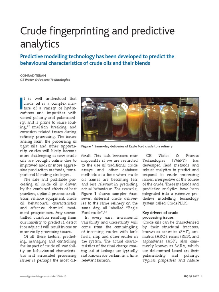 Predictive Analytics for Crude Oil Processing | PDF | Petroleum ...