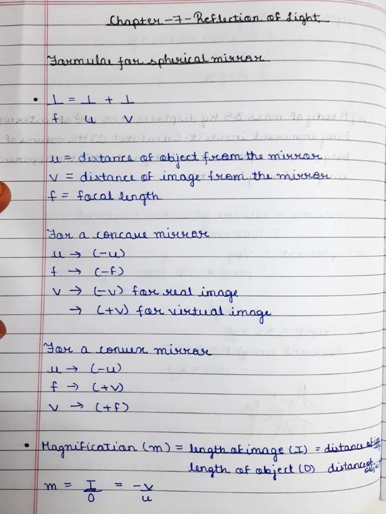Ch.7 Spherical Mirror Numericals Solution | PDF