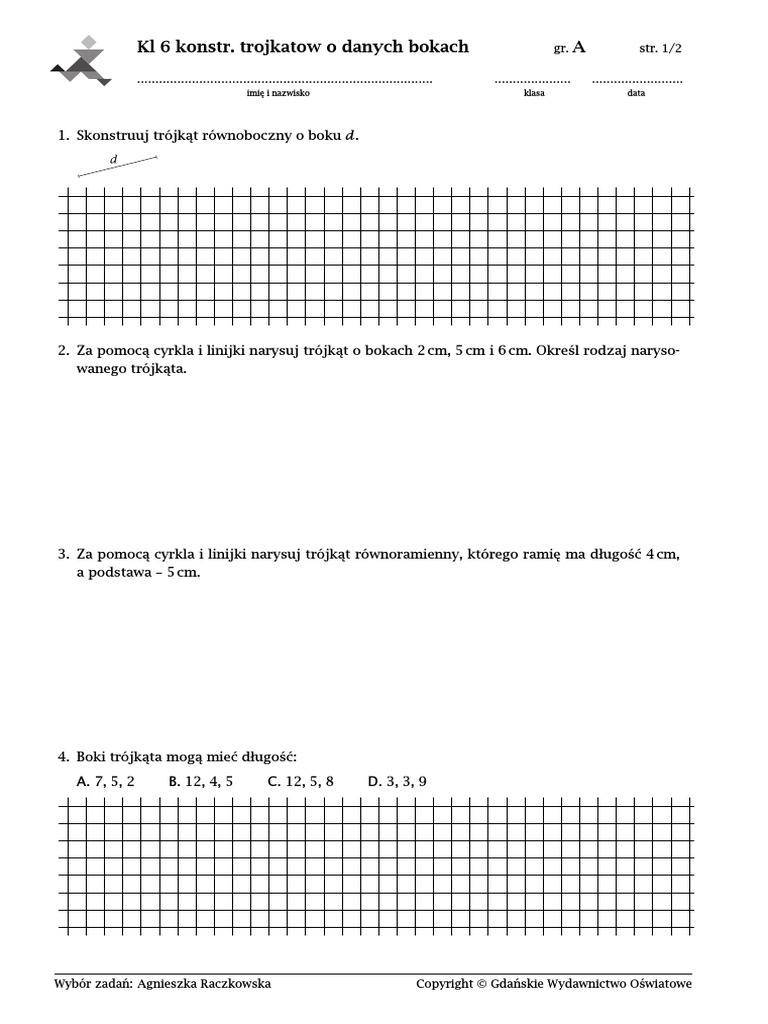 Klasowka - Konstr. Trojkatow o Danych Bokach | PDF