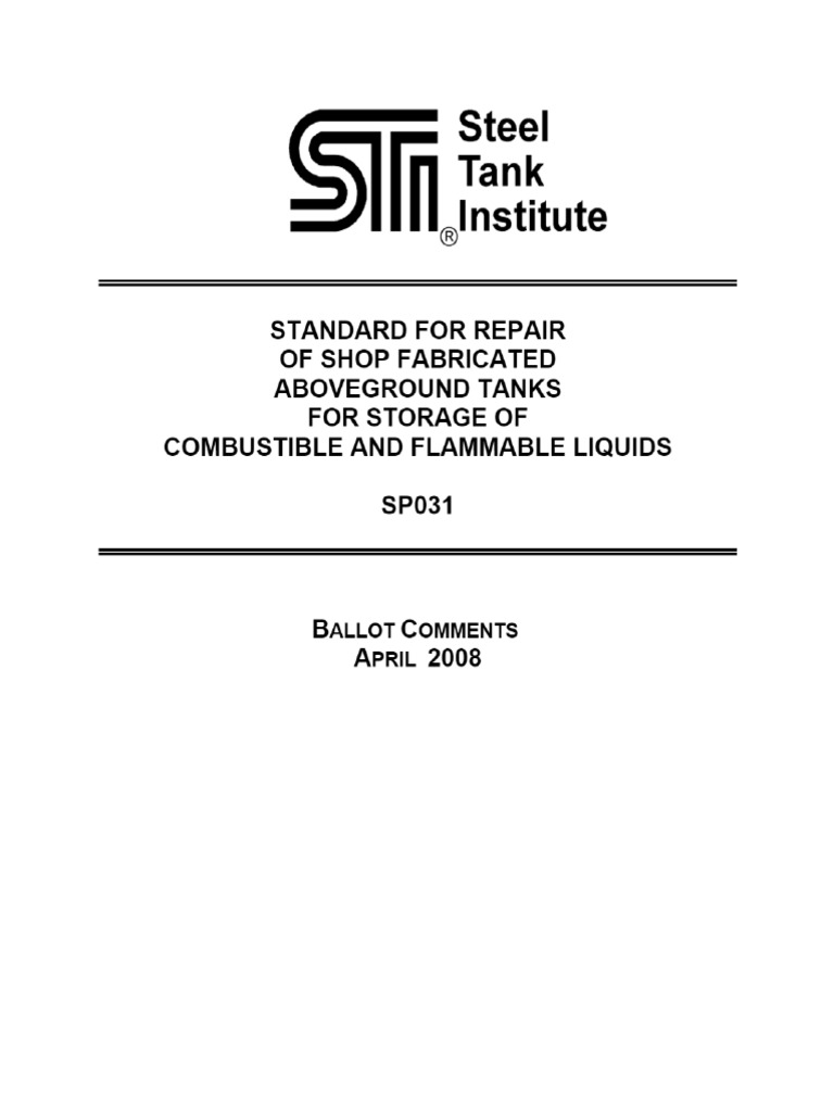 STANDARD FOR REPAIR OF SHOP FABRICATED ABOVEGROUND TANKS FOR STORAGE OF ...