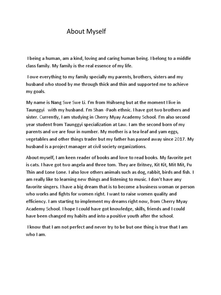 Nang Swe Swe Li' Myself Assignment | PDF