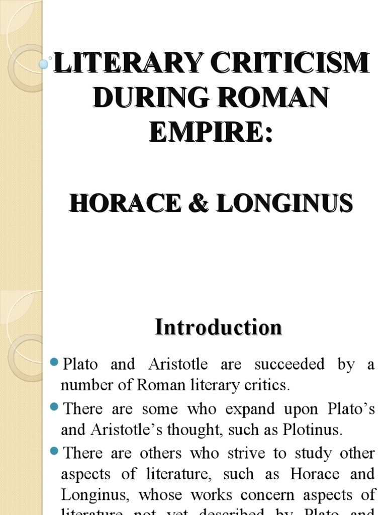 Literary Criticism Lecture Four and Five | PDF | Horace | Poetry