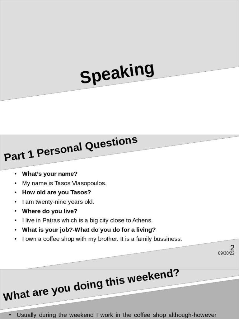 Speaking Questions B2 Lower | PDF