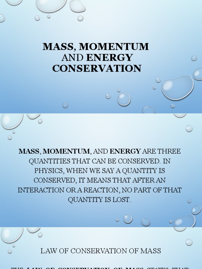 Mass, Momentum and Energy Conservation Laws Explained | PDF | Momentum ...
