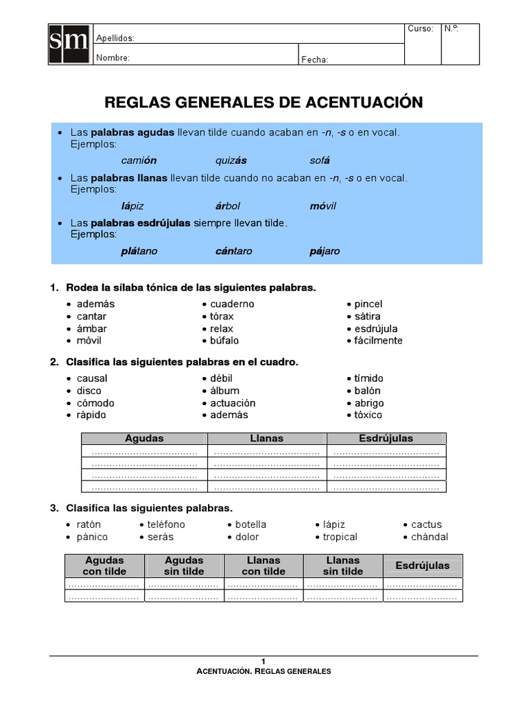Unidad 1-Reglas Generales de Acentuacion | PDF | Fonología | Idiomas