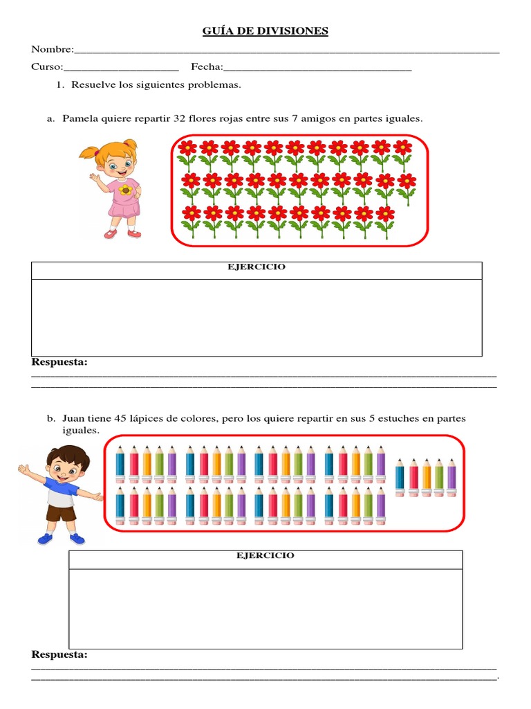 Ejercicios de Divisiones para Cuarto Grado | PDF