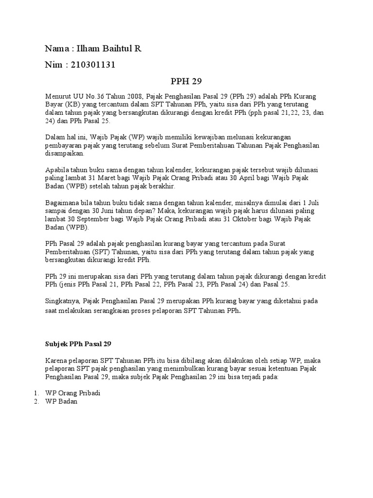 PPH 29 Ilham BR 131 | PDF