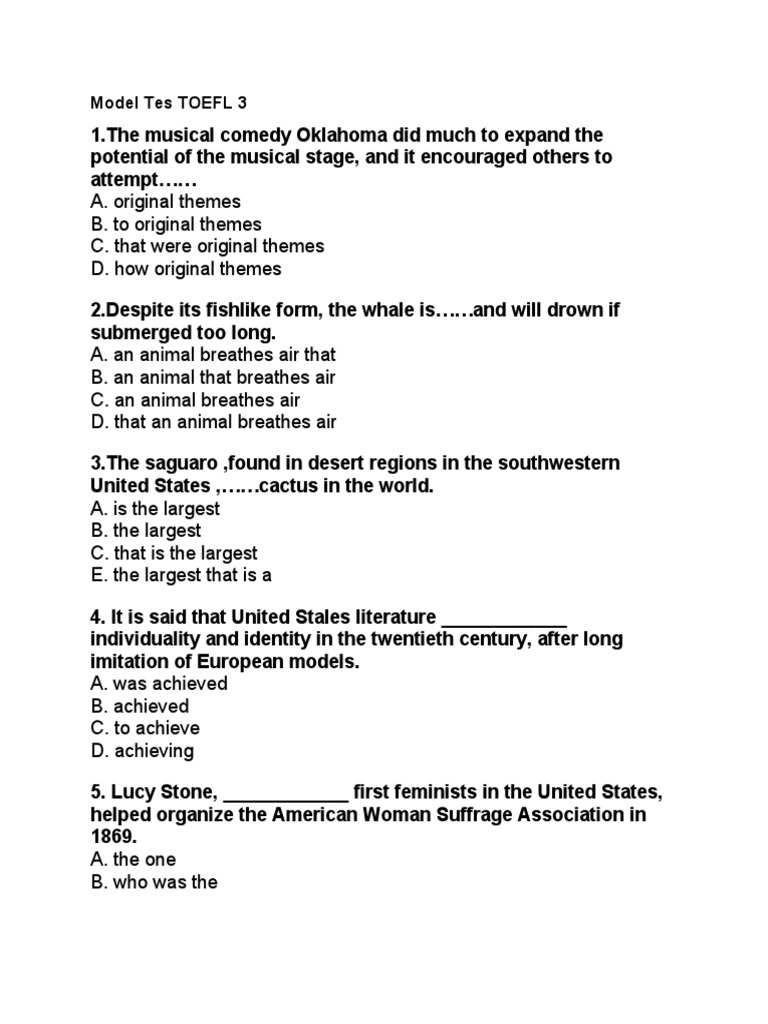Model Tes TOEFL 3 | PDF | Physical Sciences | Planetary Science
