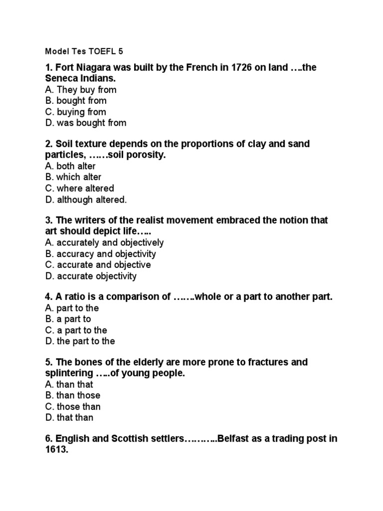 Model Tes TOEFL 5 | PDF