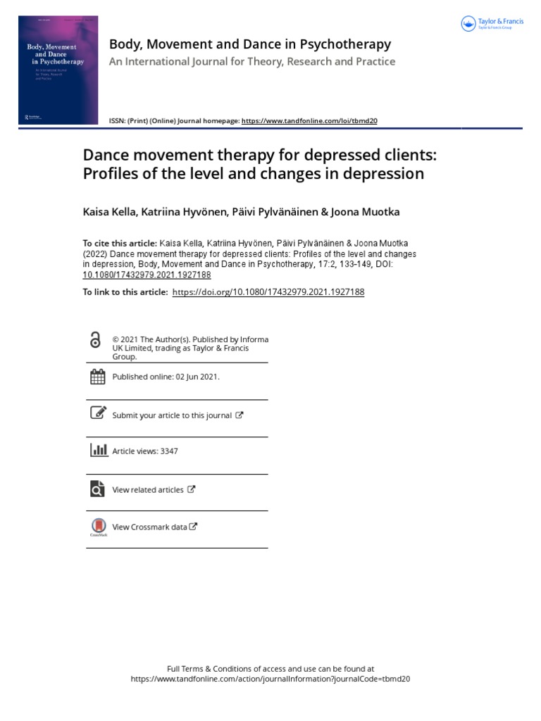 Dance Movement Therapy For Depressed Clients Profiles of The Level and Changes in Depression ...