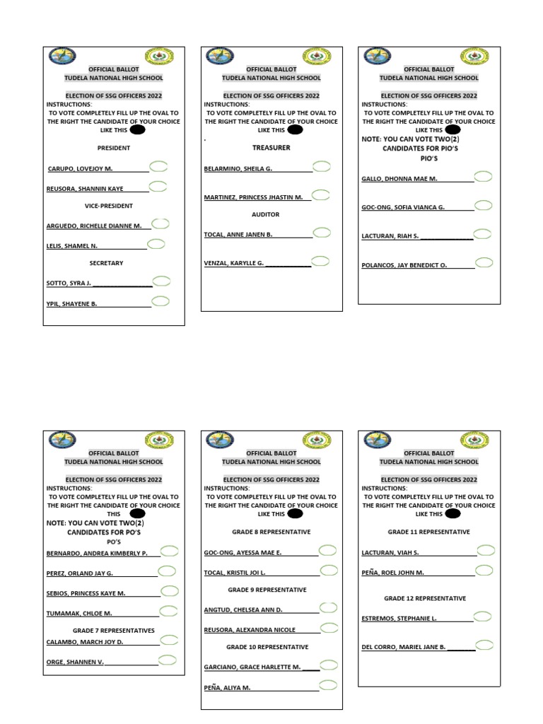 SSG SAMPLE BALLOT | PDF