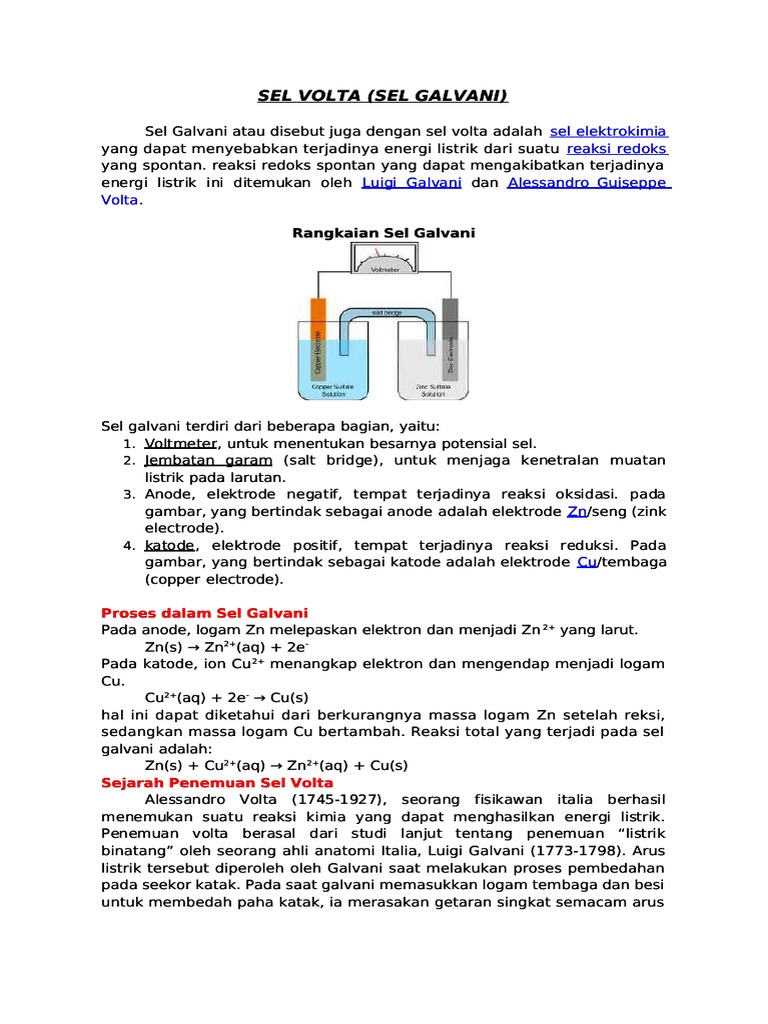 Bahan Ajar Sel Volta | PDF