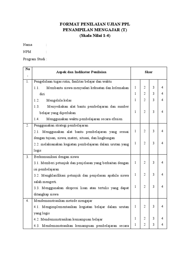 Format Penilaian Penampilan | PDF