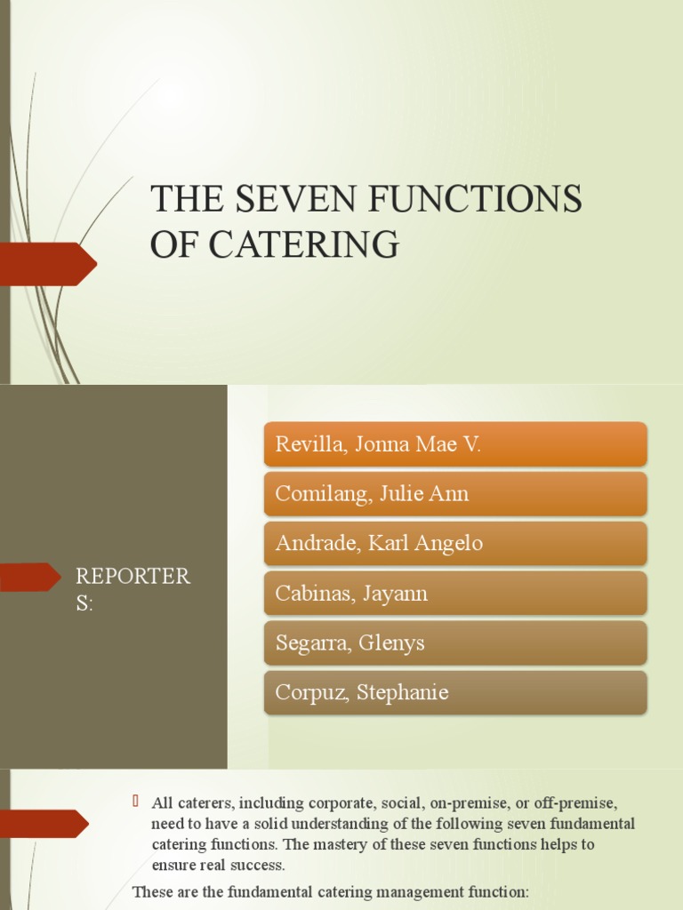 Week 8 - The Seven Functions of Catering | PDF | Procurement ...