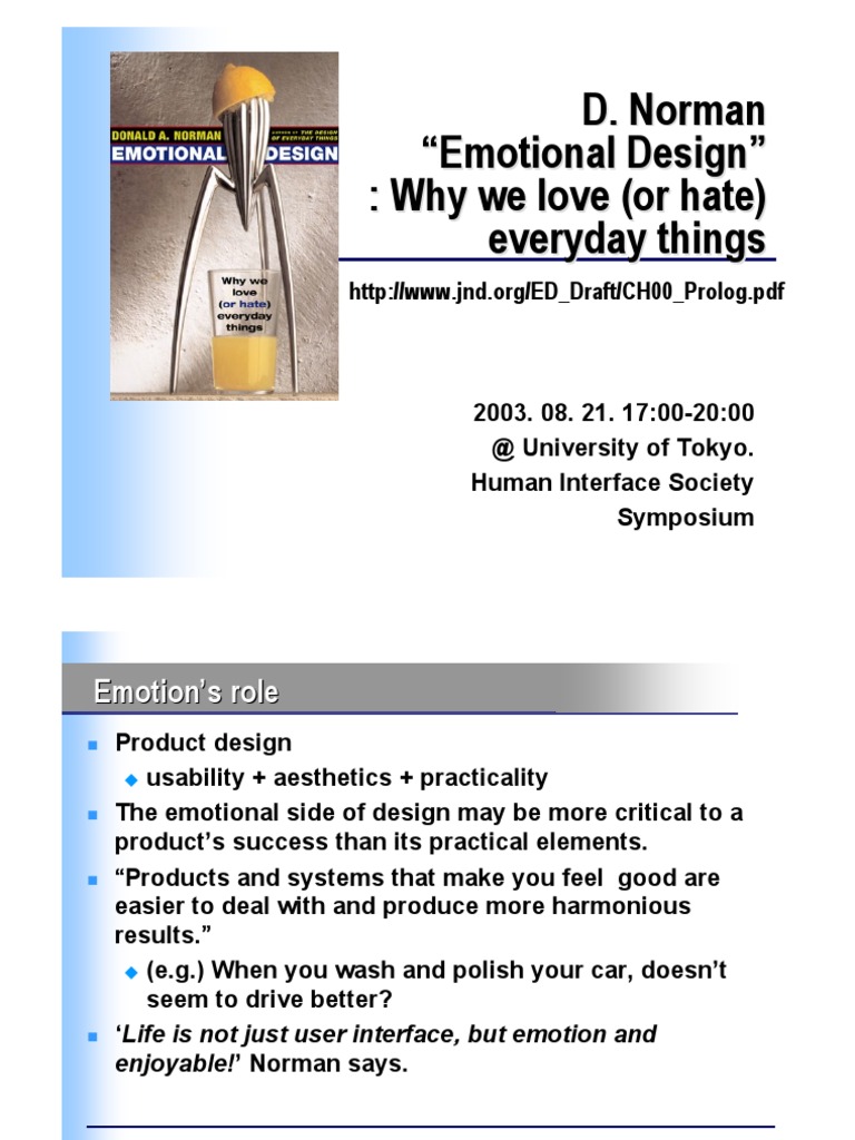 D. Norman " Emotional Design ": Why We Love (Or Hate) Everyday Things | PDF