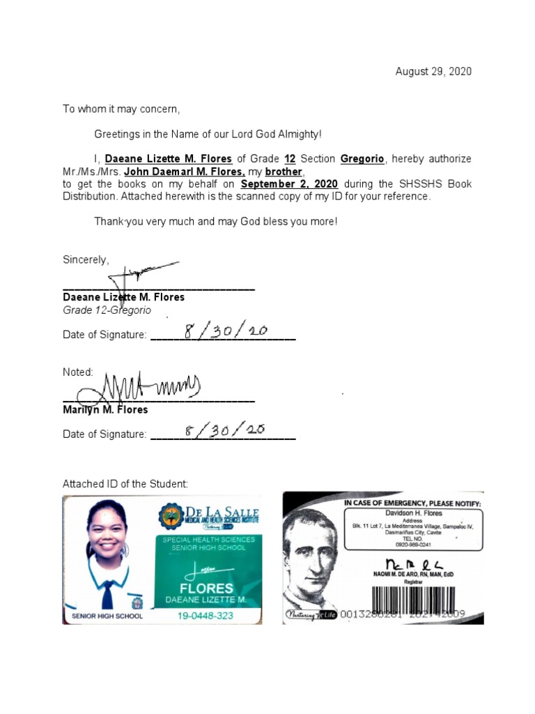 Authorization Letter With Attachment | PDF