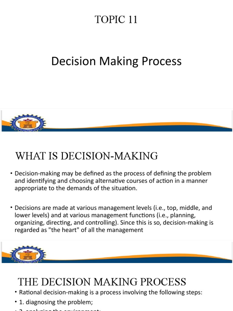 TOPIC 11-Decision Making Process | PDF | Decision Making | Inventory