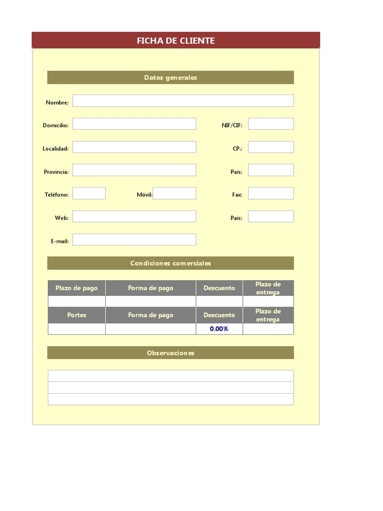 Modelo Ficha de Cliente | PDF