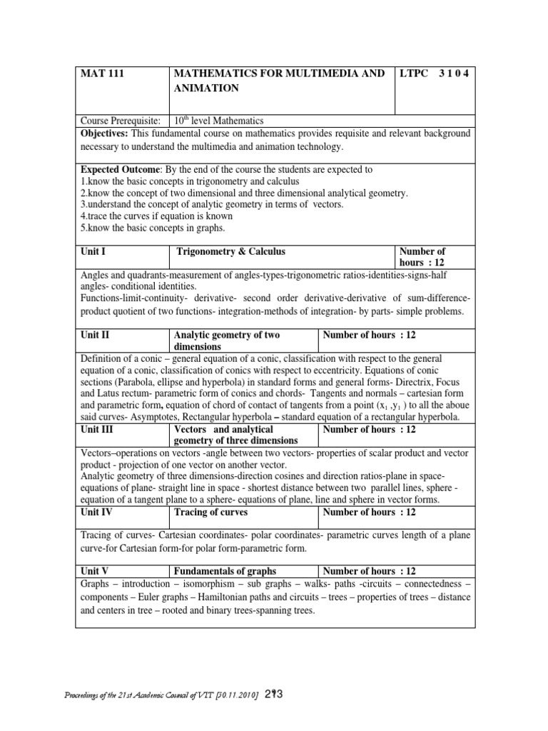 Mat111 Mathematics For Multimedia and Animation TH 1.00 Ac21 | PDF | Ellipse | Analytic Geometry