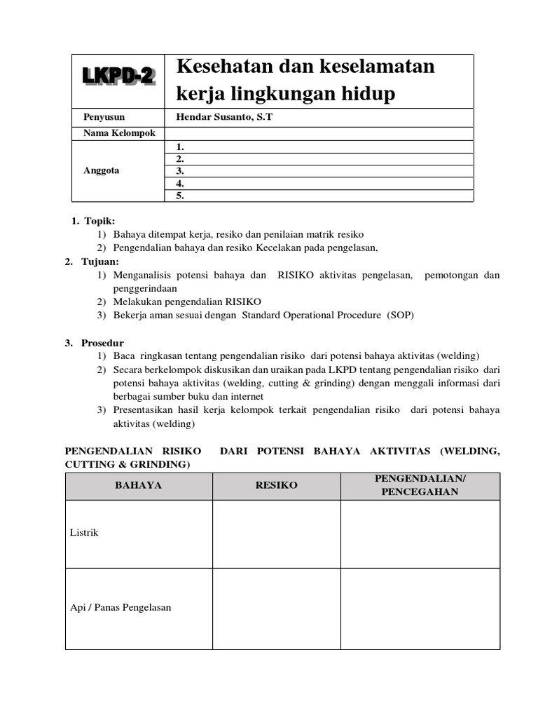 LKPD K3LH Pada Teknik Pengelasan Dan Fabrikasi Logam | PDF