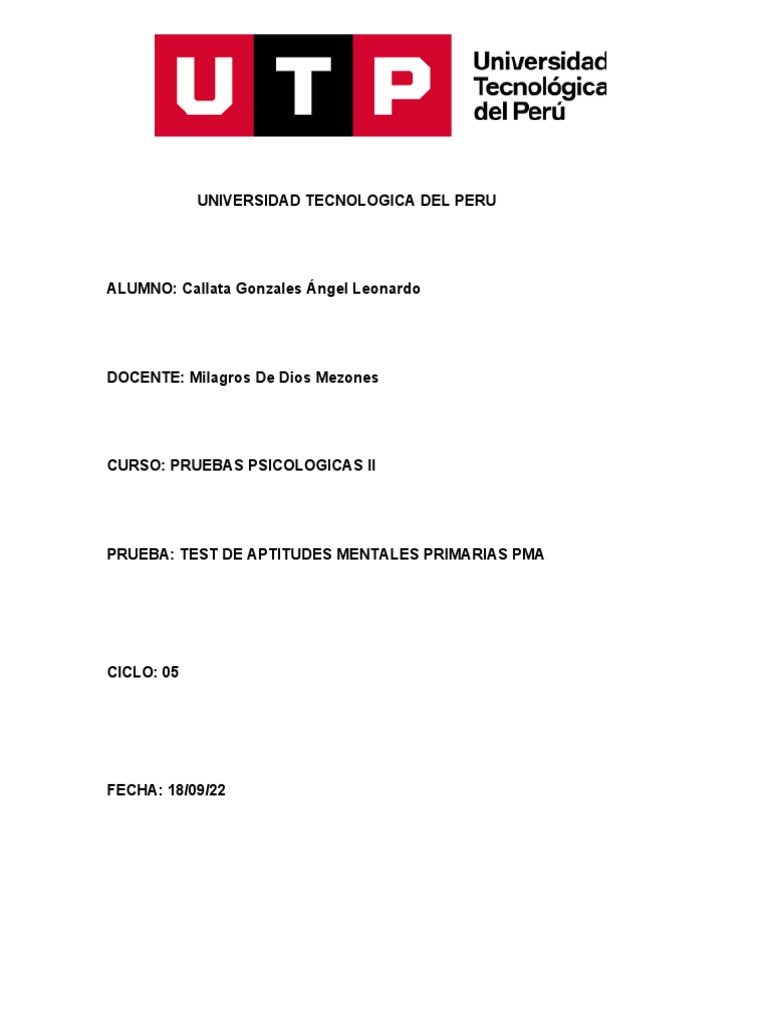 Test Pma-1 | Descargar gratis PDF | Cognición | Ciencia cognitiva