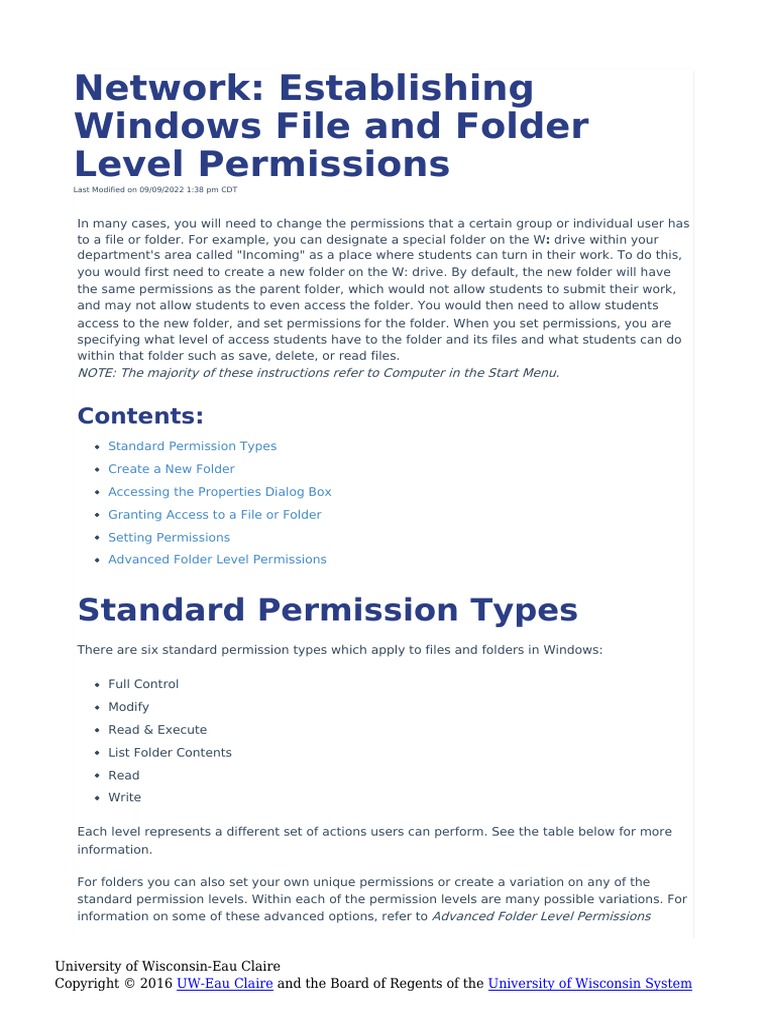 Network Establishing Windows File and Folder Level Permissions | PDF ... Network Establishing Windows File and Folder Level Permissions | PDF ...
